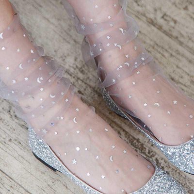 极速transparent thin moon stars socks summer SkyS lass socks