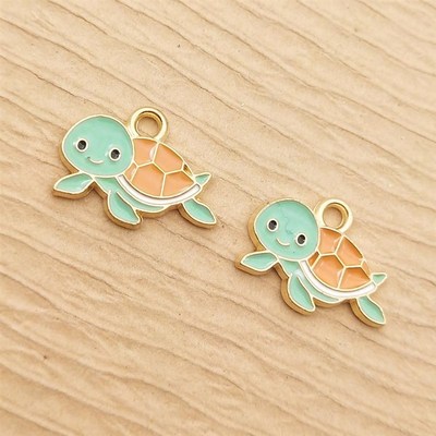 极速10pcs Enamel Sea Turtle ChaBrm for Jewelry Making Suppli
