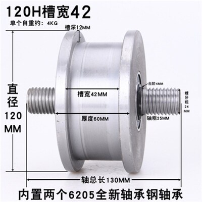 120H槽宽31/41/51-101MM铁门槽轮/槽钢方钢管滑轮/工字钢轨道轮子
