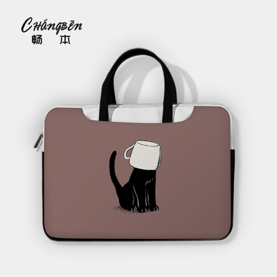 可爱猫咪笔记本手提电脑包适用苹果macbookair13华为matebookd联想小新pro14内胆包戴尔华硕15.6荣耀16保护套