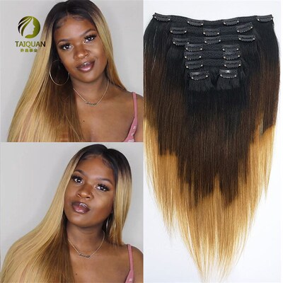 1b/4/27 straight真人发120克Clip In Hair Extensions卡子发8件