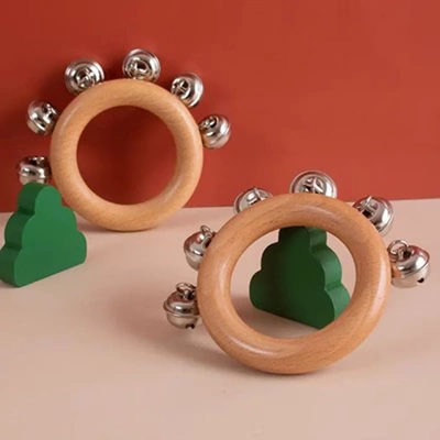 榉木圆圈摇铃手摇铃圈铃串铃音乐