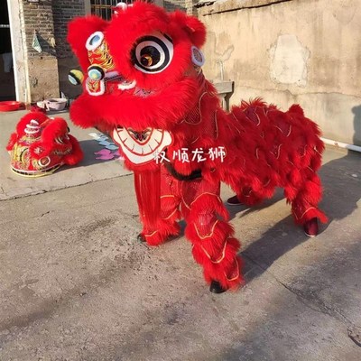 舞狮道具眨眼狮子头套装儿童成人表演舞狮醒狮头双人醒狮裤道具