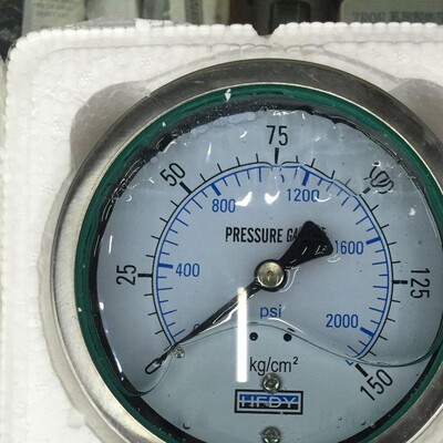 HFDY全不锈钢压力表可冲油防震 304 316材质 150KG 250KG螺纹3/8