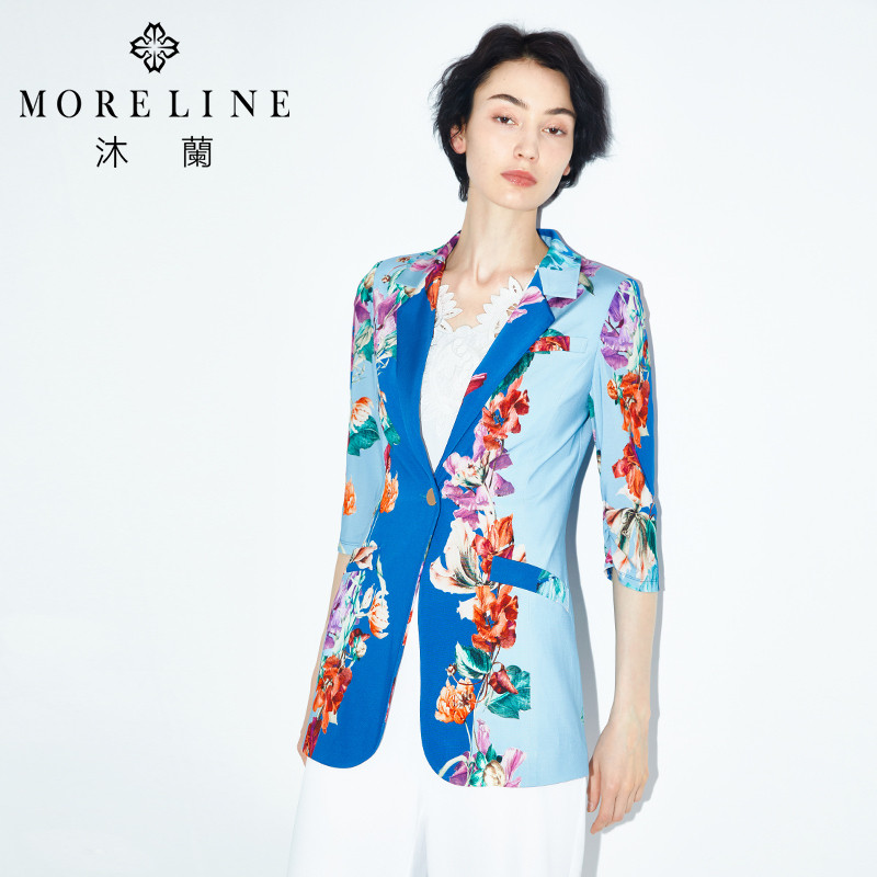 MORELINE商场同款西装女士高端印花气质职业气场百搭外套