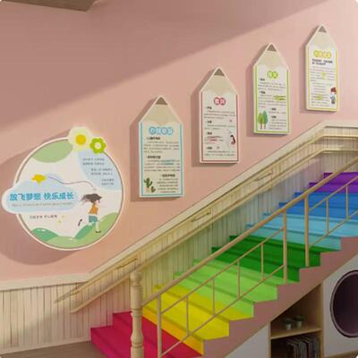 幼儿园楼梯环创材料办园理念文化主题墙面装饰品大厅托管班布置