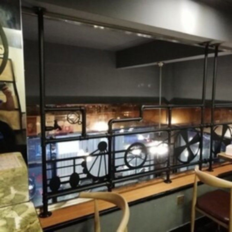 loft工业水管楼梯扶手餐厅阁楼栏杆飘窗护栏酒吧铁艺复古围栏装饰