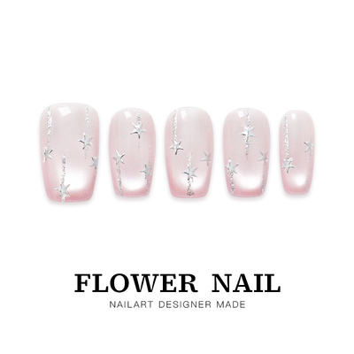 花芷「落落晨星」高质量五角星手工美甲穿戴甲猫眼中长款2026新款