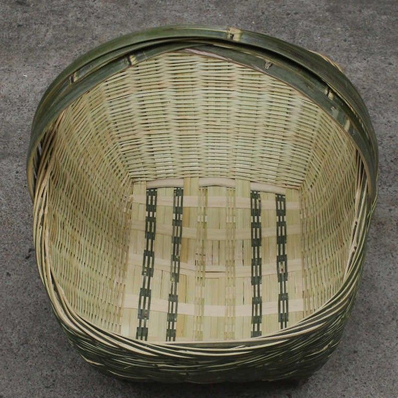 定老人手工精编织手提中号菜篮竹篮子装鸡蛋水果收纳竹筐竹编制品