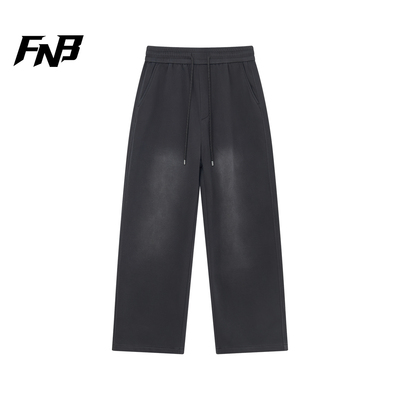 FNB美式水洗做旧街舞卫裤女高街风直筒休闲裤潮男抽绳松紧腰长裤