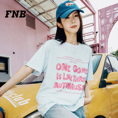 FNB夏季美式字母印花宽松短袖T恤