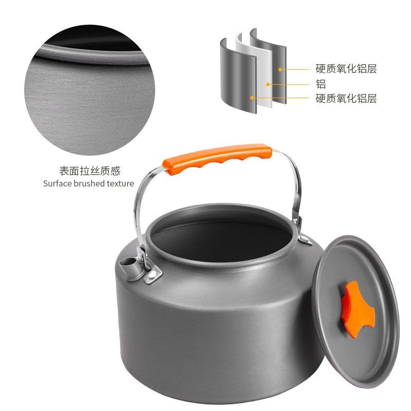 户外野炊茶壶水壶便携式咖啡茶壶旅行铝壶烧水壶1.1L/1.6L/2L