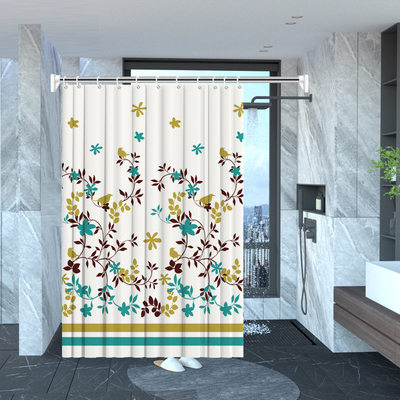 卫生间浴帘防水防霉浴帘杆套装免打孔浴室干湿分离隔断门帘挂帘