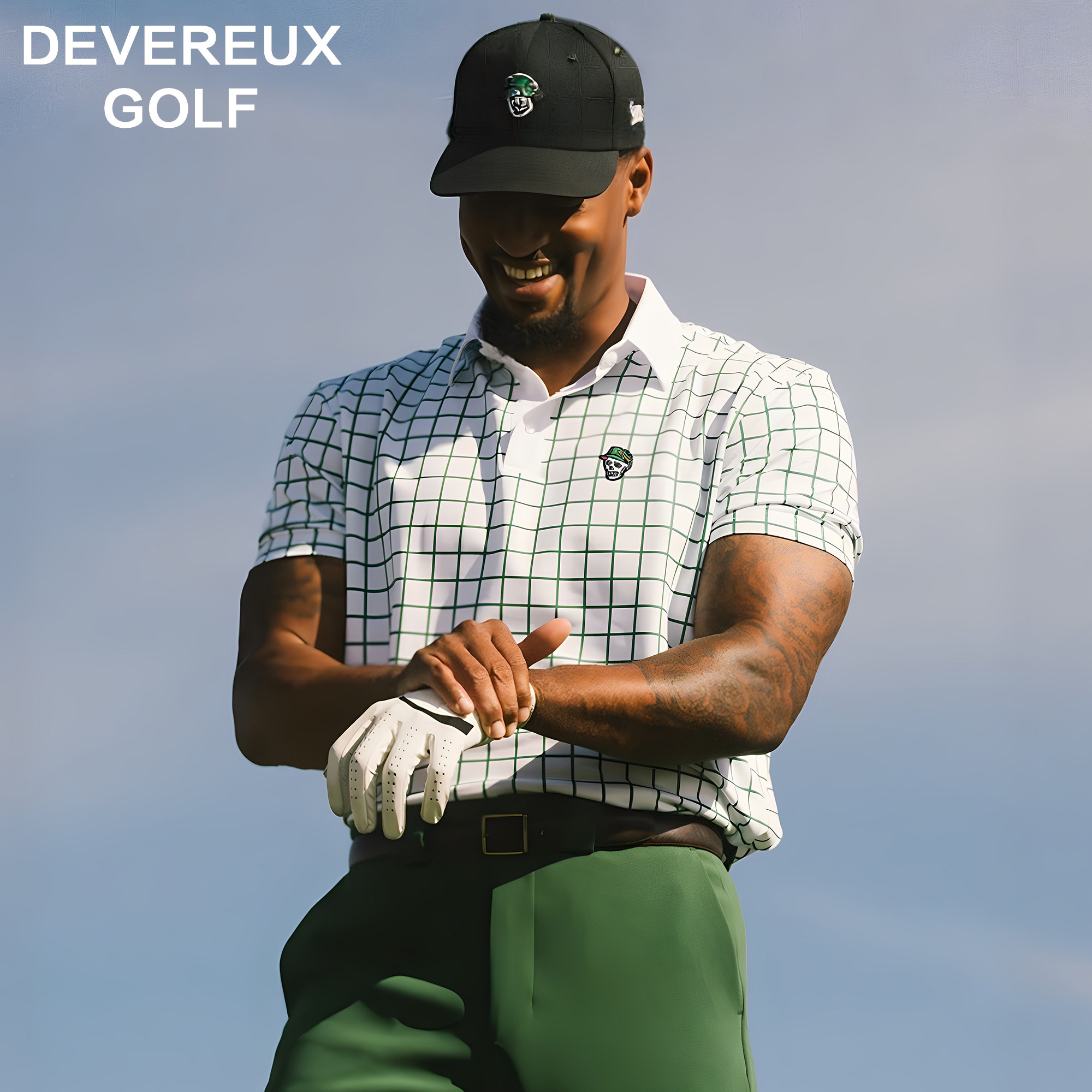 DEVEREUX GOLF 2025新款高尔夫格纹短袖polo衫男速干运动T恤上衣