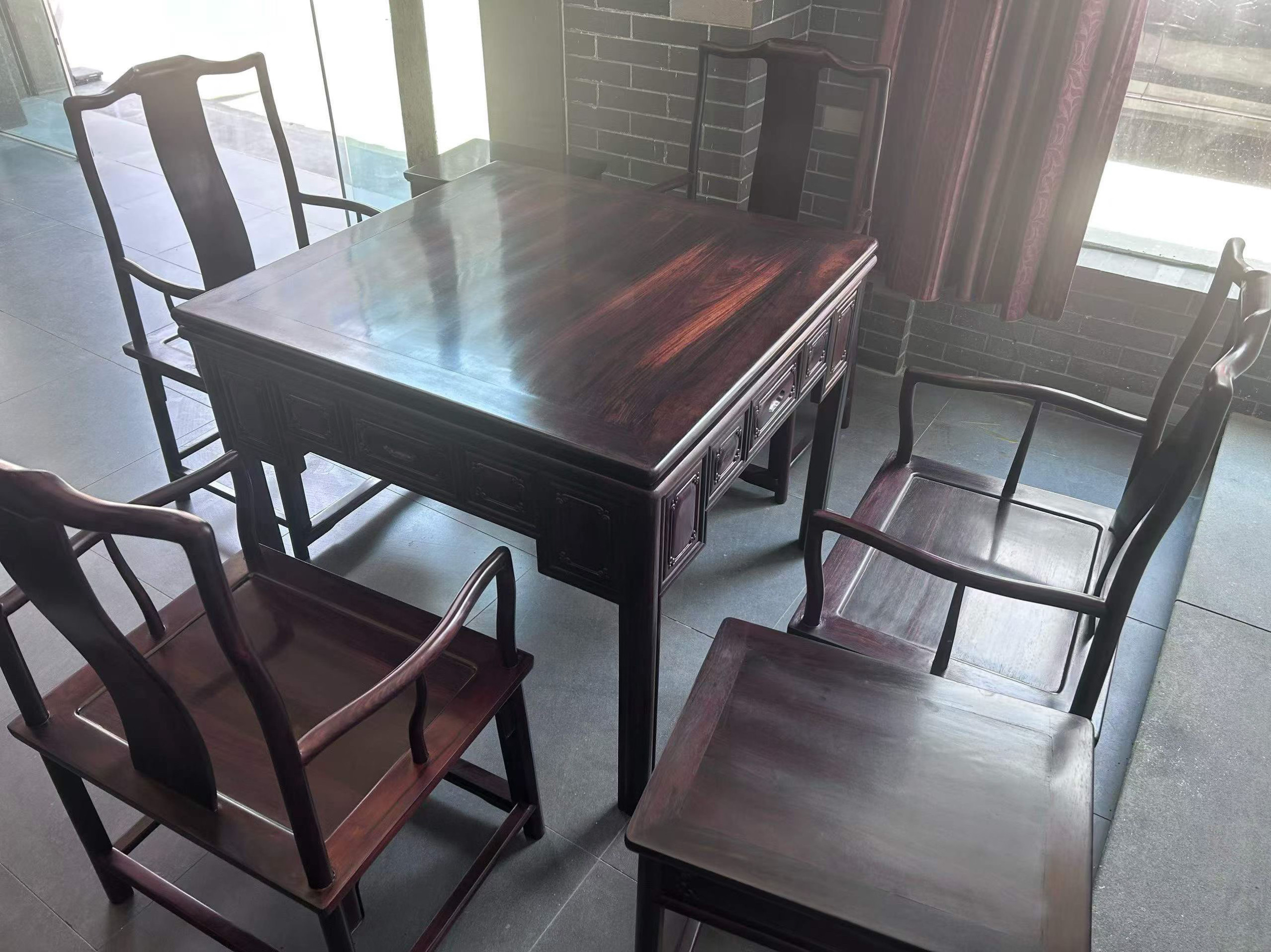 红木麻将桌大红酸枝实木麻将机全自动餐桌两用一体家用新中式无补