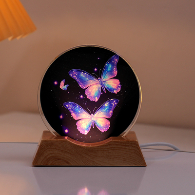 创意蝴蝶水晶小夜灯桌面装饰摆件