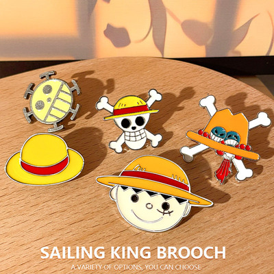 动漫海贼王胸针可爱日系卡通金属勋章背书包装配饰别针路飞徽章男