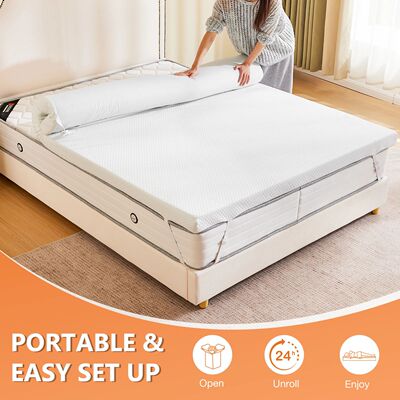 JHK 3 Inch with Fabric Cover Gel Memory Foam Mattress Topper