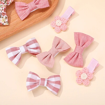 RAINBOW BOWS 10Pcs/set Handmade Fabric Printed Barrette Bou