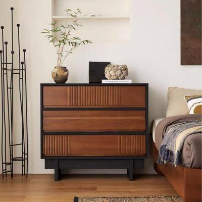 复古实木三斗柜中古卧室收纳储物柜抽屉立柜客厅北欧边柜简约美式