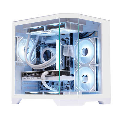 玩嘉梦想家MINI白色电脑机箱台式机M-ATX海景房240水冷全侧透ITX