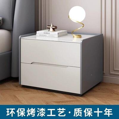 实木岩板柜漆床头柜简约全现代极简创意收纳烤柜小型收纳储物XNQ