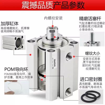 气动薄型气缸SDA50/63/80/100x10-15*20-30-40-50-60-70-75-80-90