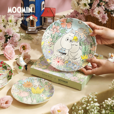 moomin姆明官方盘子手绘釉下彩儿童盘餐具甜品盘特别早餐盘陶瓷盘