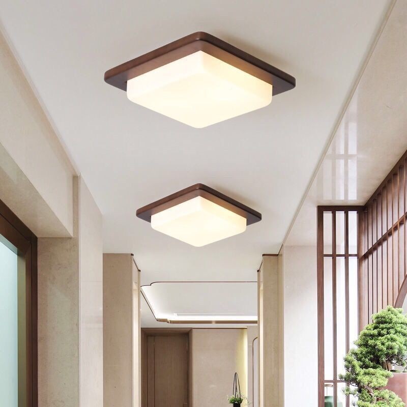 桃木色卧书室胡吸顶长方形客厅灯方形FTW房餐厅过道阳台中山灯具