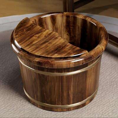 碳ENR化泡脚木盆桶院用家实木制保温过小腿养生脚木桶足浴木洗盆