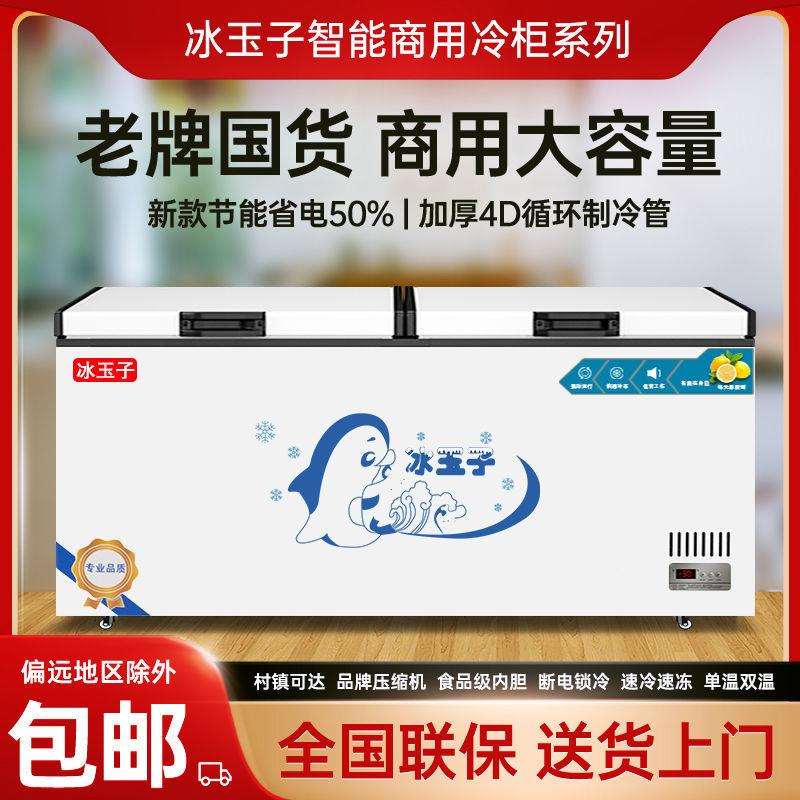 家能用商冷卧式冰箱冷藏用冻两用冰柜单温619双温节冷柜