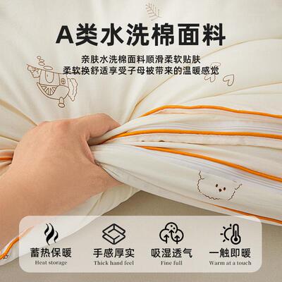 水洗棉豆大纤维子母家用卧ASO室被夏被可洗水洗春秋机被25新款
