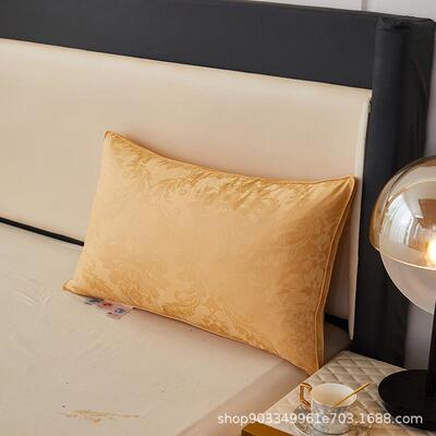 全棉贡缎提花羽绒枕头高酒端5%全鹅绒枕头4559芯五星用店专单人