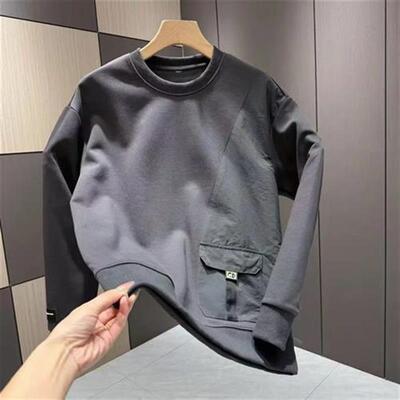 烽焱严选b轻奢品质秋季潮流简约轻奢气质文艺风百搭男士厚T恤6991