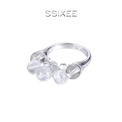 SSIXEE 云朵系列玻暲璃珠珠链云朵开口戒指