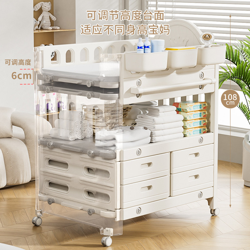 婴儿尿布台宝宝抚触洗澡喂养换尿布护理台可移动多功能新生婴儿床