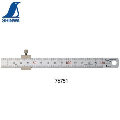 SHINWA亲和测定带挡块钢直尺76751/76752亚光15-30cm带红数字 JIS