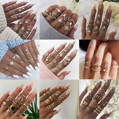 极速KSRA Boho jVintage Gold Star Knuckle Rings For Women BOH