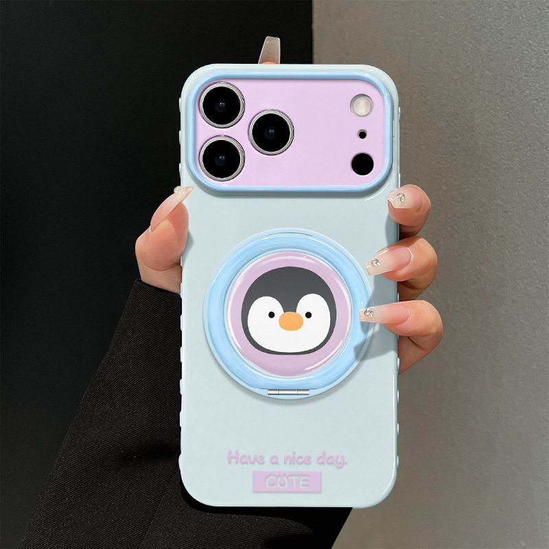 卡通动物适用苹果17promax手机壳iphone15旋转支架16硅胶14大视窗