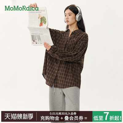 MoMoRdica休闲时尚格纹衬衫上衣