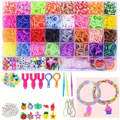 2800pcs 32 Colors 40 Grid Box loom Bands Charms hook Colorf
