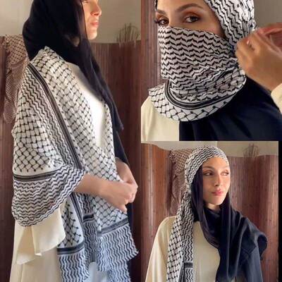 2024 New Palestine Scarf Keffiyeh Women Printed Chiffon Hija