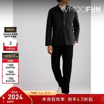 【折扣】Officine Generale 男秋冬黑色休闲衬衫式夹克外套