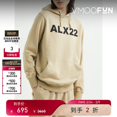 【38焕新周】1017 Alyx 9Sm 男士宽松印花纯棉帽衫