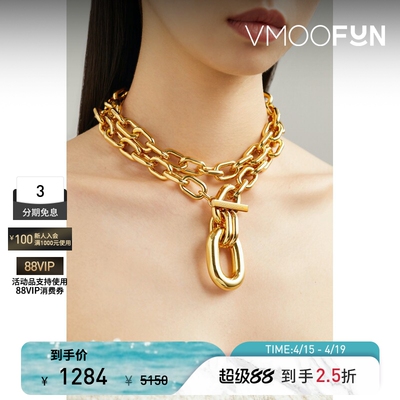 【秒杀】Paco Rabanne 女金色粗链式项链