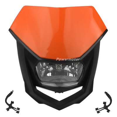 越野摩托车前车灯改装KTM CRF XR WRF通用鬼脸大灯鬼面头罩行车灯