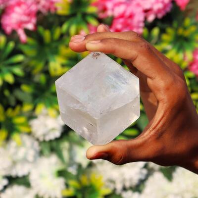 天然白晶方块白水晶石碎石摆件半水宝70043摆石水晶鱼缸装饰原件