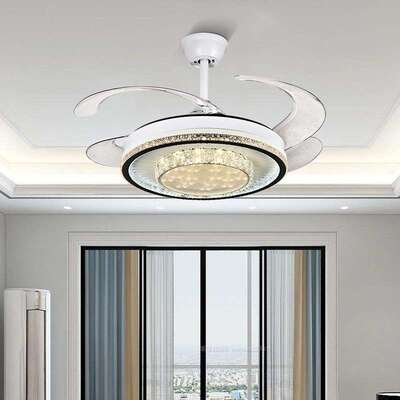 厅202新款电风隐扇吊灯卧室简约形风XFS扇灯吊扇灯6家用餐灯风扇