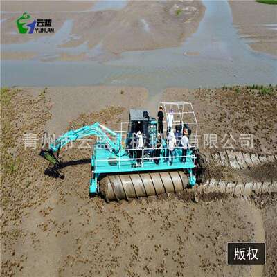 水路两旋栖螺旋推进螺车互花米草自收割船4355滩涂打桩设备全动