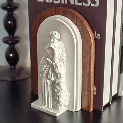 实厅木书创人像书挡法式摆意件立软装卧室客玄关书柜B-533桌面家